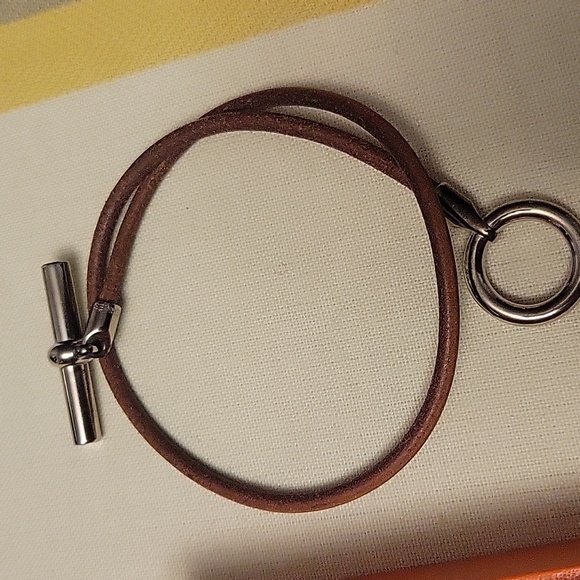 Hermes | Jewelry | Hermes Glenan Brown Leather Toggle Necklace Chocker | Poshmark